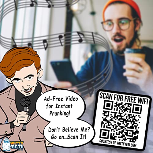 Ad-Free, Realistic 2x2IN Fake WiFi Rick Roll QR Code Stickers 25 Pack. Best Bulk Practical Joke Novelty Set for April Fools. Trick Friends and Family with Hilarious Vinyl Decal Meme Prank