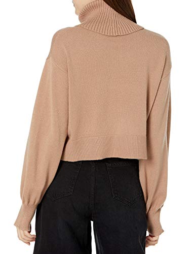 The Drop Women's @lucyswhims Long Sleeve Cropped Turtleneck Sweater, Praline, L