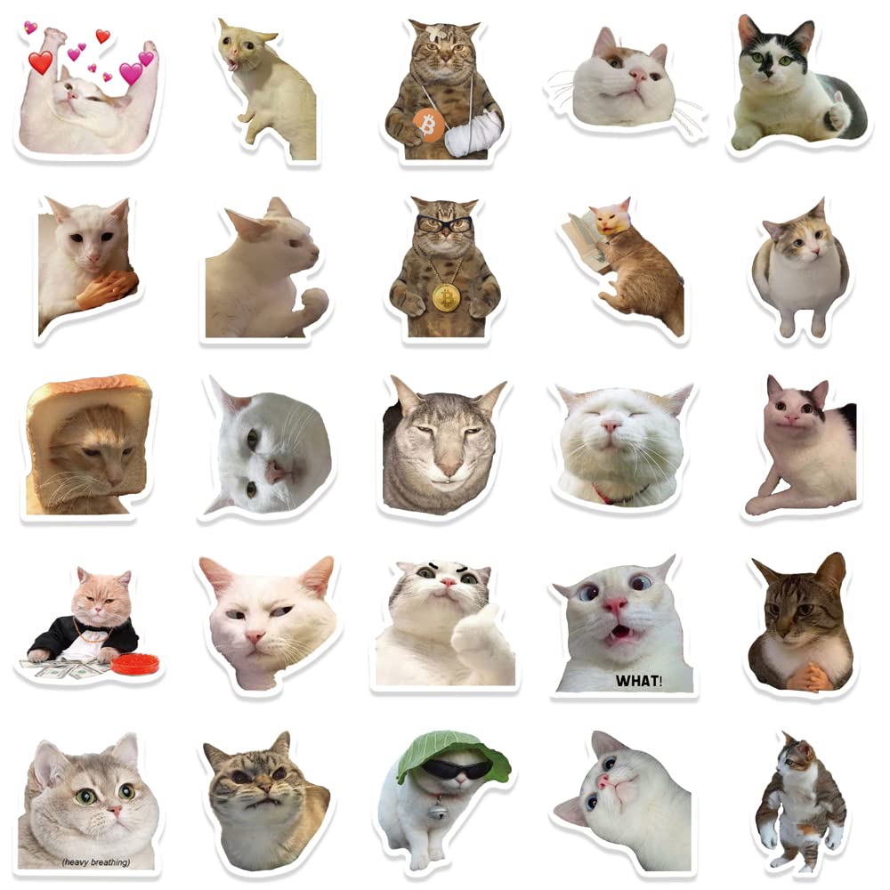 50Pcs Cute Cat Stickers Bulk Kawaii for Kids Water Bottle Cars Adults Laptop