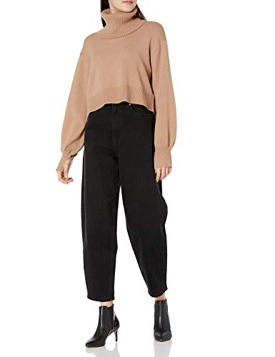 The Drop Women's @lucyswhims Long Sleeve Cropped Turtleneck Sweater, Praline, L