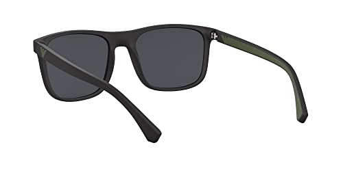 Emporio Armani Men's EA4129 Square Sunglasses, Matte Black/Grey, 56 mm