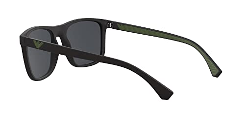 Emporio Armani Men's EA4129 Square Sunglasses, Matte Black/Grey, 56 mm