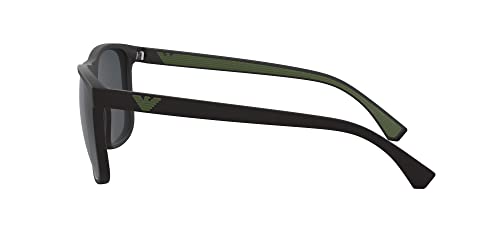 Emporio Armani Men's EA4129 Square Sunglasses, Matte Black/Grey, 56 mm