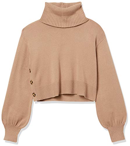 The Drop Women's @lucyswhims Long Sleeve Cropped Turtleneck Sweater, Praline, L
