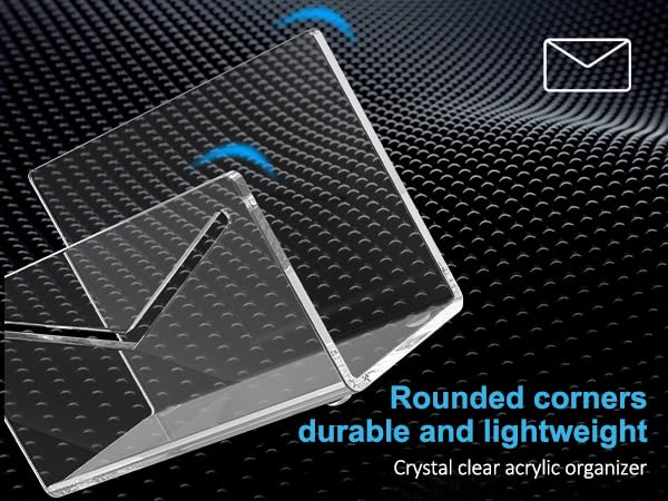 FUCDTEFC Acrylic Mail Holder, Clear Acrylic File Letter Organizer, Vertical Envelope Mail Holder for Desk, Lightweight Countertop Bill Holding Sorter Letter Invoice Stand for Home Office School