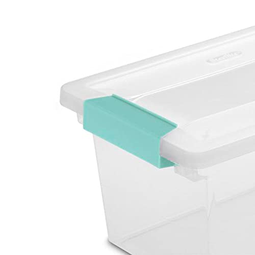 Sterilite 19628604 Medium Clip Clear Storage Box With Latched Lid - 11"L x 6-5/8"W x 5-3/8"H
