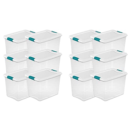 Sterilite Multipurpose 25 Quart Capacity Clear Plastic Storage Tote Home and Office Organization Bins with Latching Lids and Handles, (12 Pack)