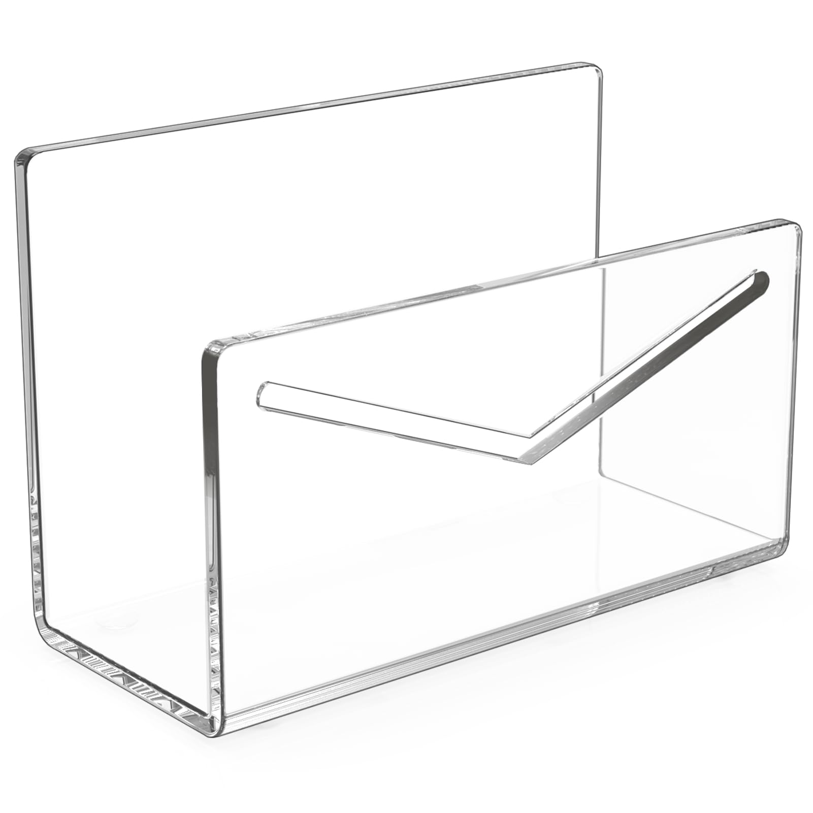 FUCDTEFC Acrylic Mail Holder, Clear Acrylic File Letter Organizer, Vertical Envelope Mail Holder for Desk, Lightweight Countertop Bill Holding Sorter Letter Invoice Stand for Home Office School