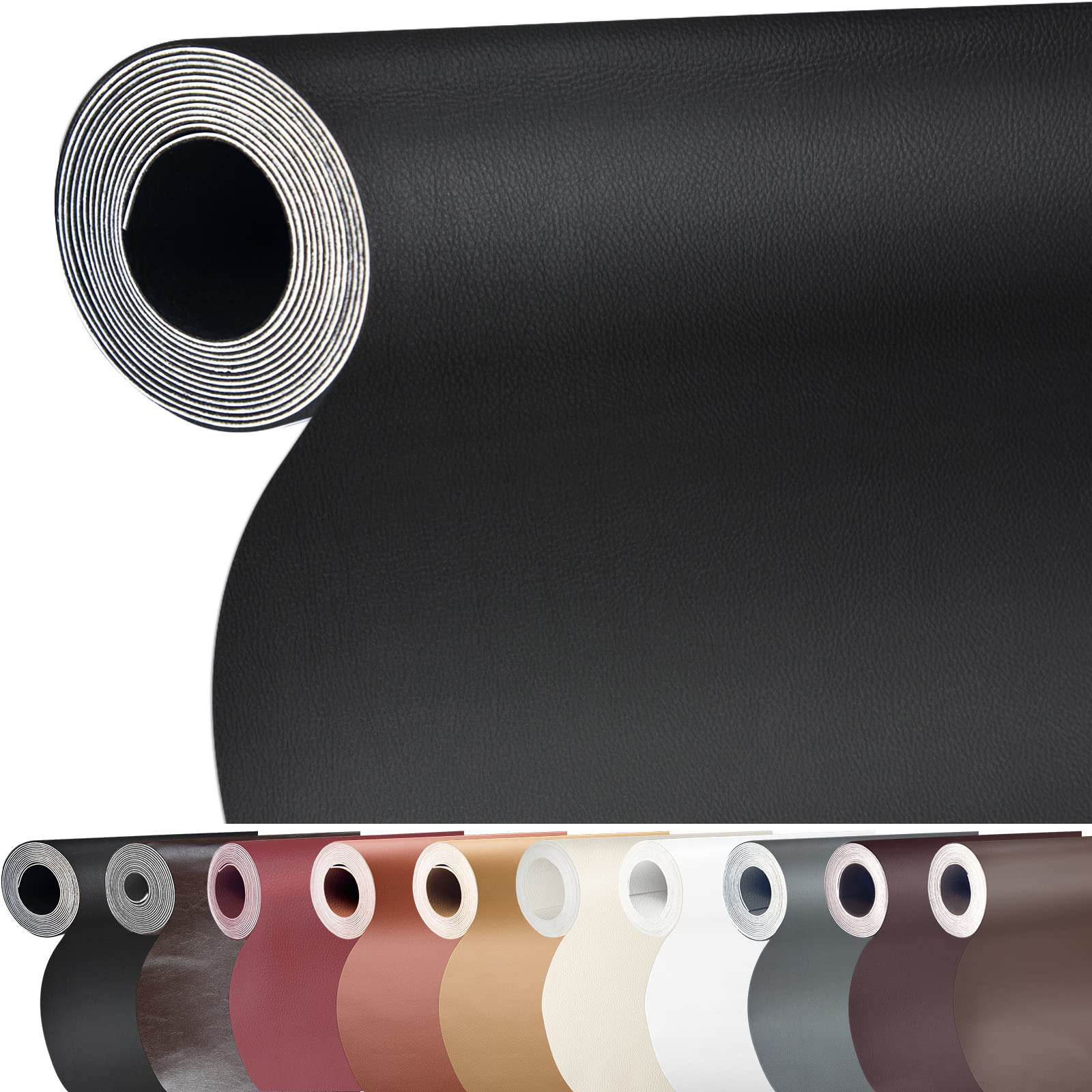 Leather Repair Patch 17X79 inch Large Self-Adhesive Leather Repair Tape, Reupholster Leather Patches for Furniture Couch Chairs Car Seat (Black, 17x79 inch)