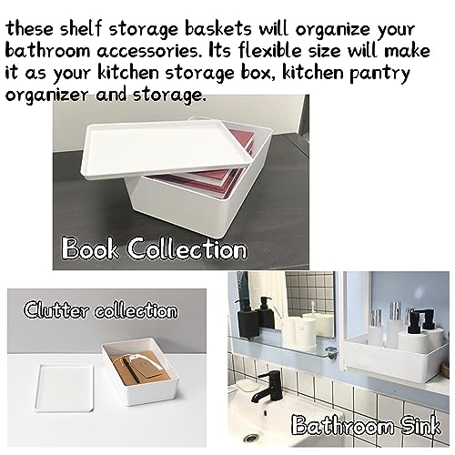 AJbells Stackable Storage Bins with Lids, Fridge Storage, Pantry Organization and Storage, Plastic Storage Bins with Lids for Shelves, Bedroom, Pantry, School, Office (10.2 * 7.0 * 3.1in) White 6 Pcs