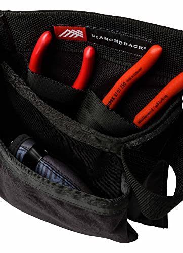 Diamondback Tool Apron - Open Pocket Work Aprons for Men & Women with 2 Hammer Loops & Bit Bandolier - Adjustable Waist Tool Apron for Men & Women - Ideal Electrician & Carpenter Apron (Black)