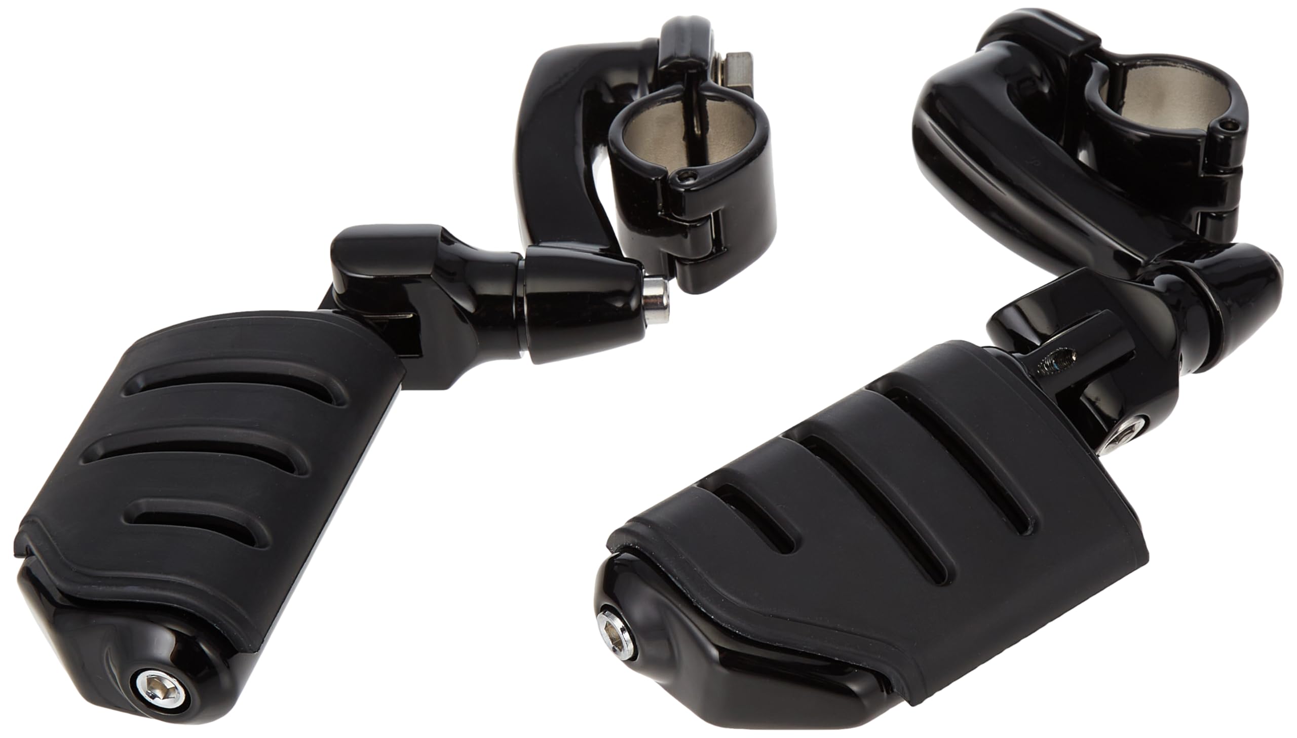 Kuryakyn 7599 Motorcycle Foot Controls: Longhorn Offset Trident Dually Highway Pegs with Magnum Quick Clamps for 1-1/4" Engine Guards/Tubing, Gloss Black, 1 Pair