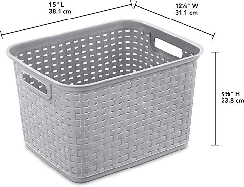 Sterilite 12736A06 Tall Weave Basket, Cement, 6-Pack