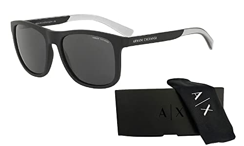 Armani Exchange AX4049SF 818287 57M Matte Black/Grey Square Sunglasses For Men+ BUNDLE with Designer iWear Complimentary Care Kit