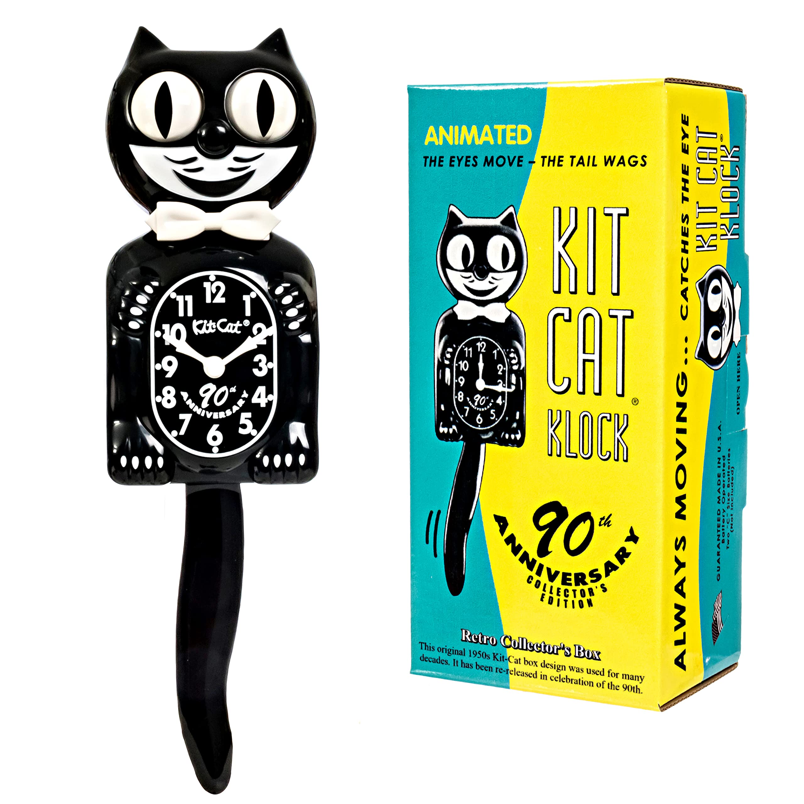 Kit Cat Klock Official 90th Anniversary Black with 1950s Collectors Box