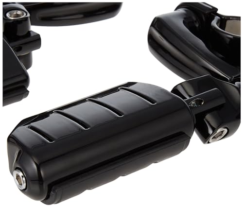 Kuryakyn 7599 Motorcycle Foot Controls: Longhorn Offset Trident Dually Highway Pegs with Magnum Quick Clamps for 1-1/4" Engine Guards/Tubing, Gloss Black, 1 Pair