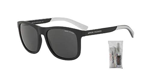 Armani Exchange AX4049SF 818287 57M Matte Black/Grey Square Sunglasses For Men+ BUNDLE with Designer iWear Complimentary Care Kit