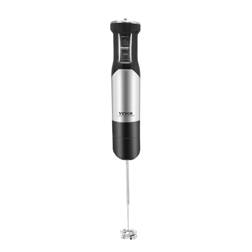 VEVOR Commercial Immersion Blender, 12-Speed Heavy Duty Immersion Blender, Stainless Steel Blade Copper Motor Hand Mixer, Portable Mixer with Measuring Cup, Whisk, Milk Frother, Silver