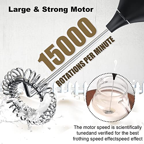 Rechargeable Milk Frother Handheld Electric Whisk Beater Foam Maker, Durable Mini Drink Mixer and Coffee Blender Frother for Coffee, Latte, Cappuccino, Frappe, Matcha, Hot Chocolate, Egg (Black)