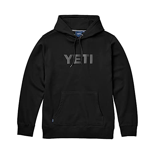 YETI Logo Badge Fleece Pullover Hoodie, Black, Medium