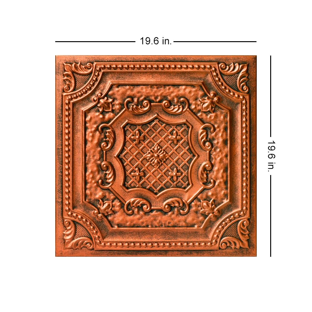 A La Maison Ceilings R126 Bijou and Bee Bee Foam Glue-up Ceiling Tile (128 sq. ft./Case), Pack of 48, Antique Copper