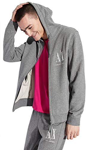 A|X ARMANI EXCHANGE mens Icon Project Embroidered Zip Up Hooded Sweatshirt, Bc09 Grey, X-Small US