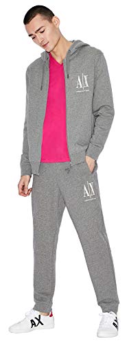 A|X ARMANI EXCHANGE mens Icon Project Embroidered Zip Up Hooded Sweatshirt, Bc09 Grey, X-Small US