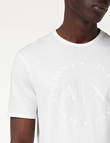 A|X ARMANI EXCHANGE Men's Tonal Classic Circle Logo Short Sleeve Tee Shirt, White, X-Large