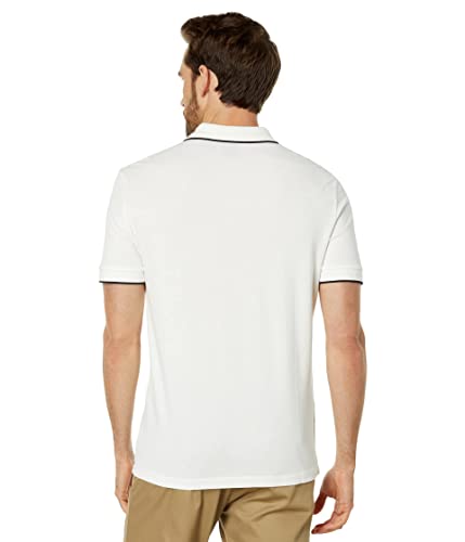 A|X ARMANI EXCHANGE Men's Nylon Logo Pocket Polo Shirt, Off White/Deep Navy, XL