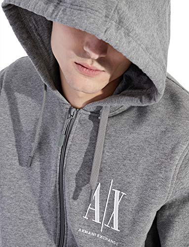 A|X ARMANI EXCHANGE mens Icon Project Embroidered Zip Up Hooded Sweatshirt, Bc09 Grey, X-Small US