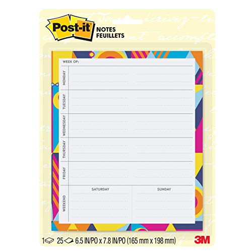 Post-it Super Sicky Printed Weekly Calendar, Watercolor, 6.5 in x 7.8 in (BC-DSKCAL-WTRC)