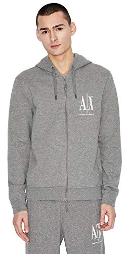 A|X ARMANI EXCHANGE mens Icon Project Embroidered Zip Up Hooded Sweatshirt, Bc09 Grey, X-Small US