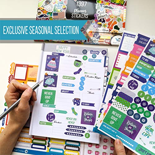 [Expanded] Aesthetic Planner Stickers - Seasonal, Productivity & Decorative Stickers for Women - 23 Sheets / 1397 pcs - Ideal for Journals, Calendars, Planners