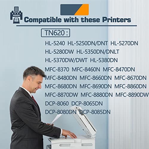 TN620 Compatible TN-620 Black High Yield Toner Cartridge Replacement for Brother TN-620 HL-5240 HL-5250DN MFC-8370 MFC-8460N DCP-8060 Toner.(2 Pack)