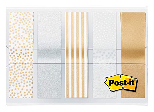 Post-it Flags, 100 Count, .47 in Wide, Assorted Metallic Designs (684-METAL)