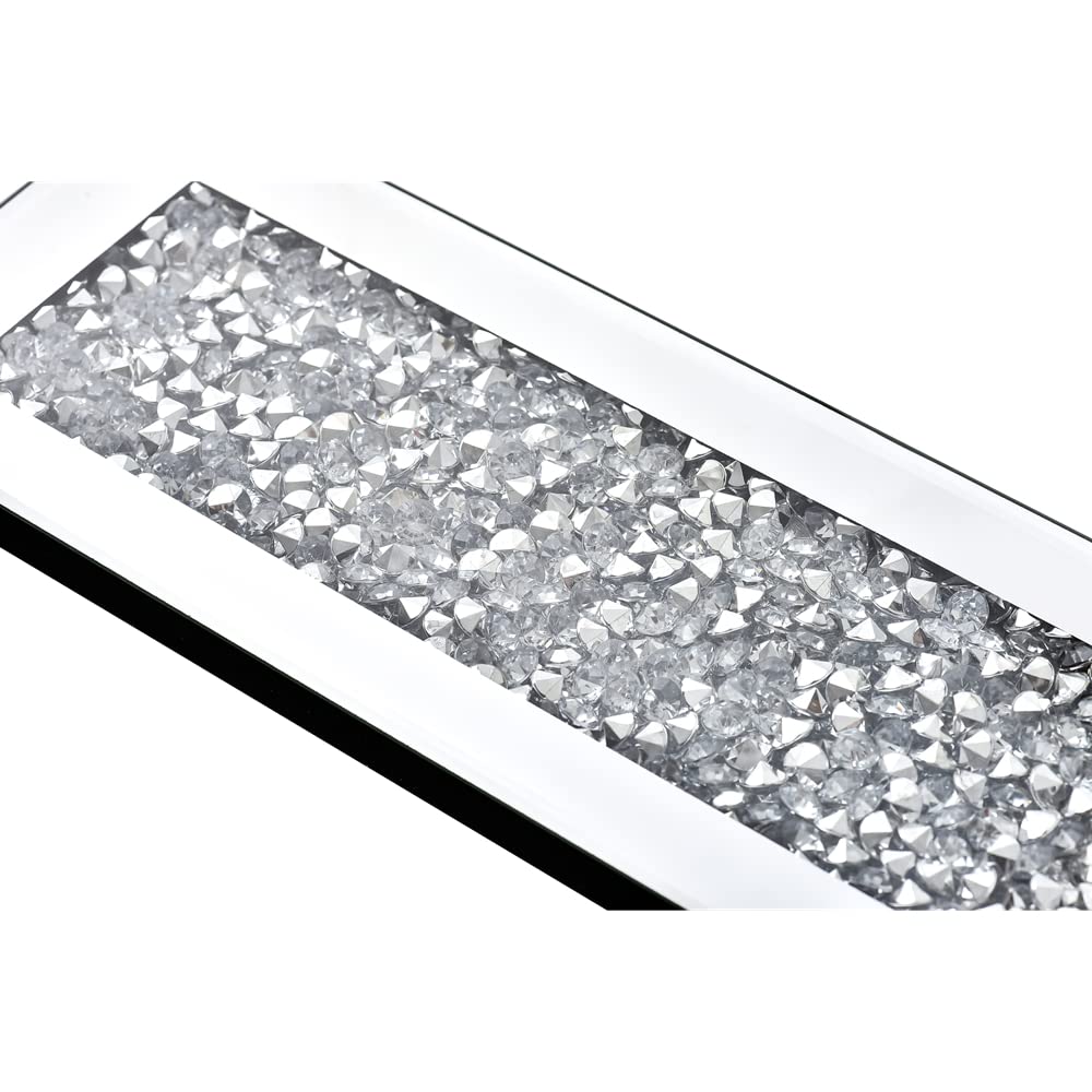 Pibeyer Crystal Crush Diamond Wall Candle Holder Set of 2, Rectangle Silver Mirrored Candle Sconces, Home Wall Decoration for Living Room,Dining Room & Bedroom