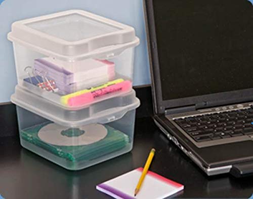 Sterilite Large FlipTop Latching Storage Box, 6 Pack, and Small FlipTop Latching Storage Box, 12 Pack for Office and Household Organization