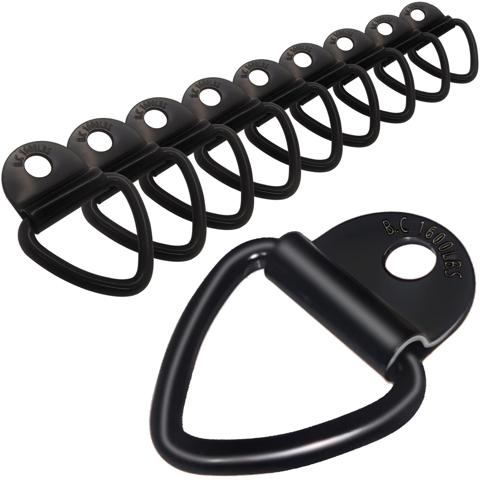 BUSY-CORNER Tie Down Anchors for Trailer, Warehouse, Boat, 10 PCS of Heavy Duty Steel V Ring Bolts, Pickups Truck Accessories(Black)