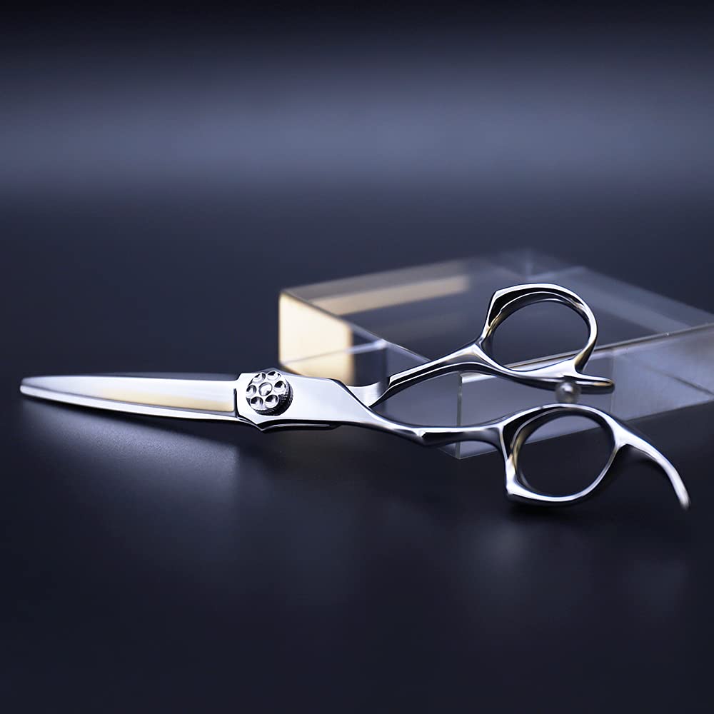 AOLANDUO 6 Inch Left-handed Hair Scissors-High End VG10 Steel Handmade Hair Cutting Shears-Razor Edge/Offset Design/Pro Ergonomic for Salon Stylists Beauticians and Barbers
