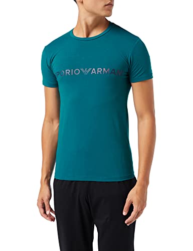 Emporio Armani Men's Megalogo Short Sleeve Slim Fit T-Shirt, Topaz, Large