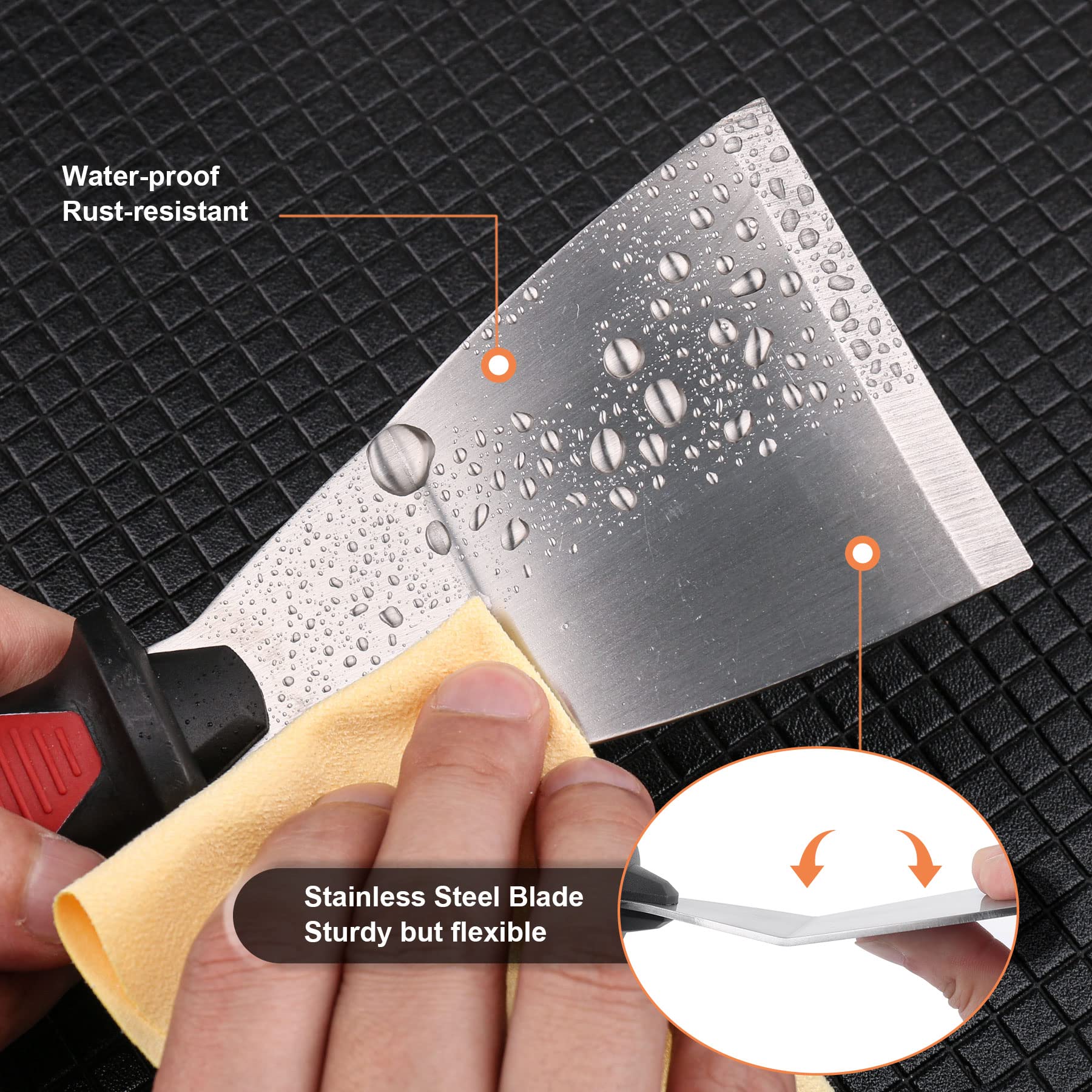 HAUTMEC 2pc Putty Knife Set, 2.5 in Staight and 3 in Offset Scrapers, Heavy Duty Stainless Steel Blade and Hammer End for Removing Wallpaper, Applying Putty, Plaster, Cement HT0061-PT