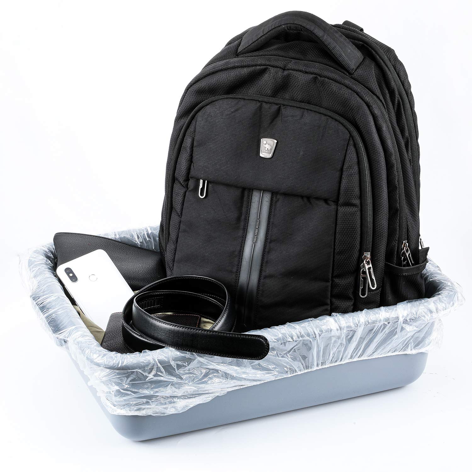 20 Pieces Bin Bags Disposable Safety Protective Film TSA Security Bin Cover for Travelling Airport Safety, Transparent