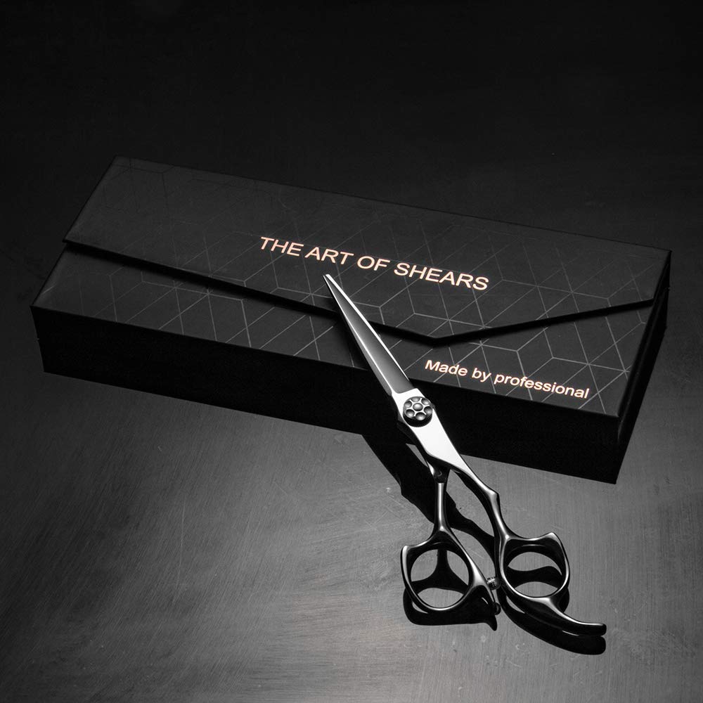 AOLANDUO 6 Inch Left-handed Hair Scissors-High End VG10 Steel Handmade Hair Cutting Shears-Razor Edge/Offset Design/Pro Ergonomic for Salon Stylists Beauticians and Barbers