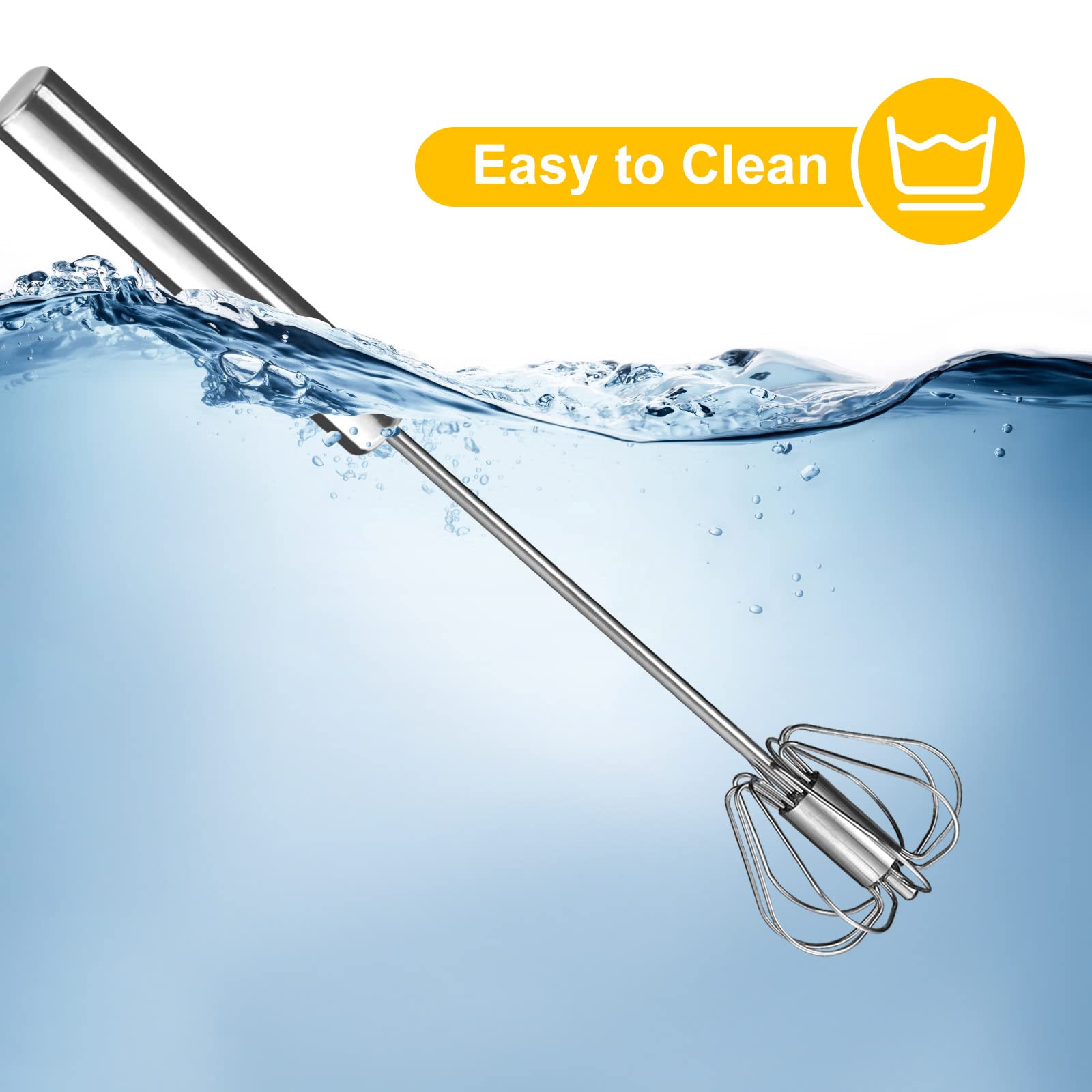 Egg Whisk,2 Pack Stainless Steel Home Kitchen Tool, Hand Easy Whisk Egg Beater Manual Mixer Blender for Whisking, Beating & Stirring (14 Inch and 10 Inch)
