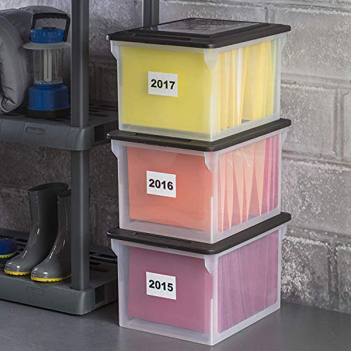 Sterilite 18689004 Versatile Clear Home Organizing Storage File Container Box with Black Secure Seal Lid for Letters and Legal Sized Folders (8 Pack)