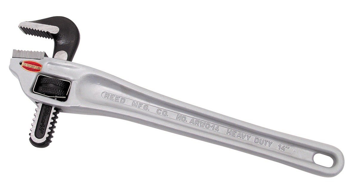 Reed ARWO14 14-Inch Aluminum Offset Pipe Wrench, gray, textured paint