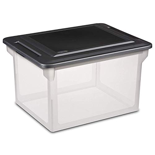 Sterilite 18689004 Versatile Clear Home Organizing Storage File Container Box with Black Secure Seal Lid for Letters and Legal Sized Folders (8 Pack)