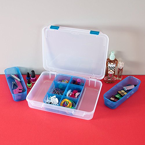 STERILITE 14028606 See-Through Divided Cases Aquarium Latches and Freshwater Tint Trays, Blue