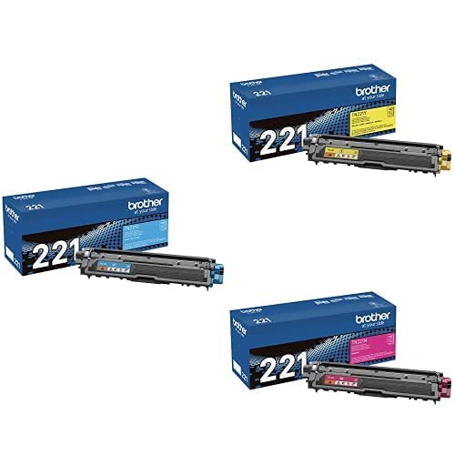 Brother Genuine Multi-Pack Toner TN221 3PK Standard-Yield Color Toner –includes one -Cartridge each of Cyan, Magenta & Yellow Toner