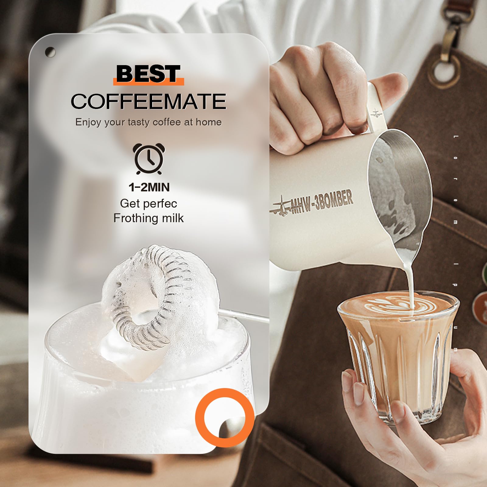 Milk Frother Rechargeable Handheld Electric Whisk Coffee Frother Mixer with 3 Stainless whisks 3 Speed Adjustable Foam Maker Blender for Coffee Matcha Latte Cappuccino Hot Chocolate(Classic Silver)
